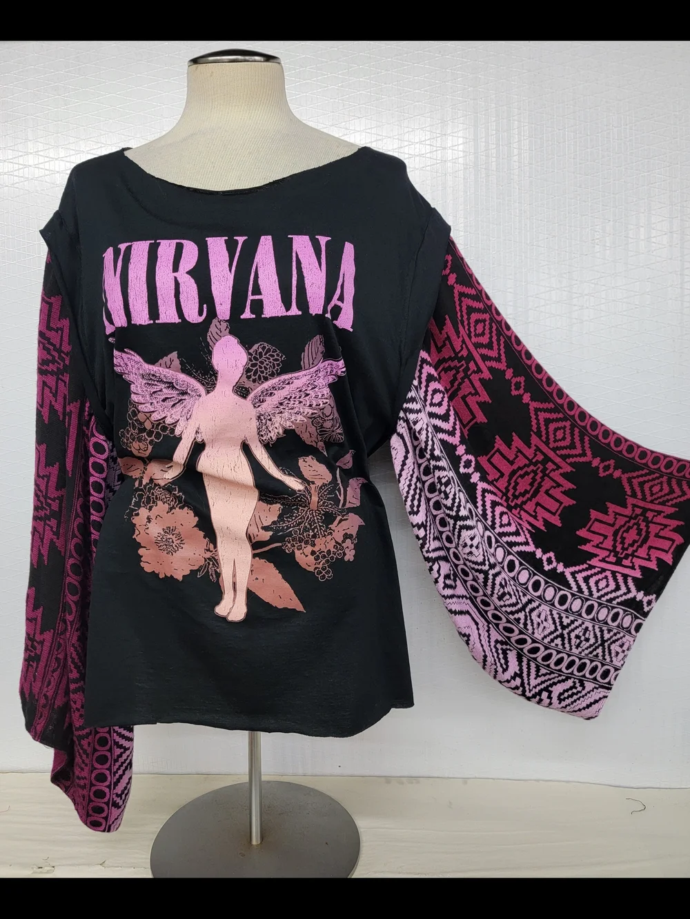 NIRVANA | Tops | Nirvana Rock Band Boho Tee With Bell Sleeves Upcycled ...